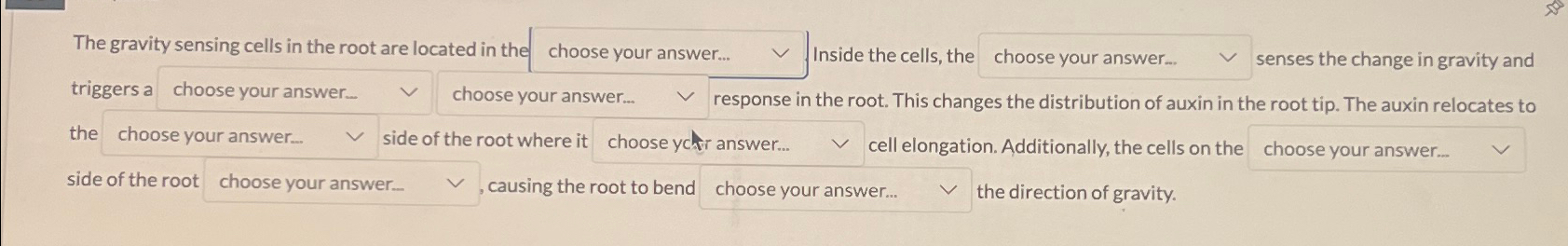 Solved The gravity sensing cells in the root are located in | Chegg.com
