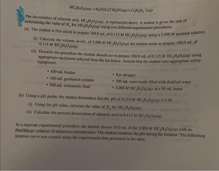 Solved HC2H3O2(aq)+H2O(h)→H3O+(aq)+C2H3O2−(aq) 1. The | Chegg.com