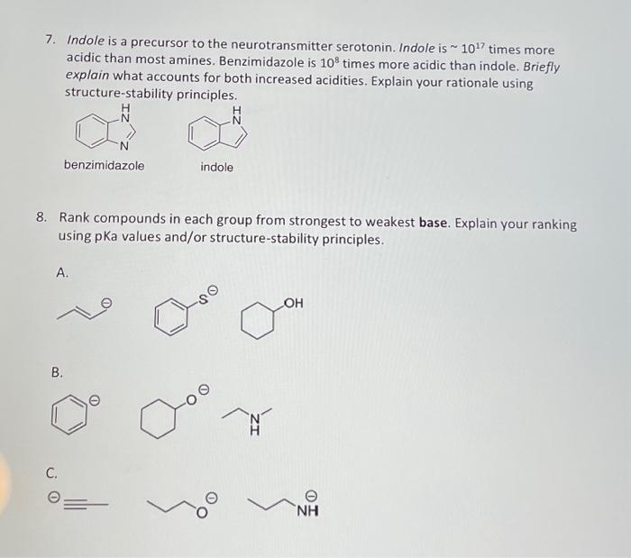 Solved 7. Indole is a precursor to the neurotransmitter | Chegg.com