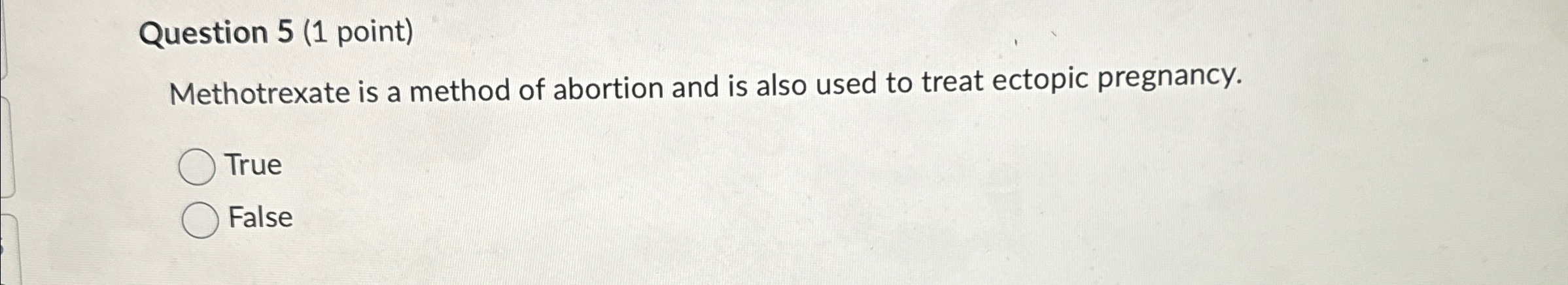 Solved Question 5 (1 ﻿point)Methotrexate is a method of | Chegg.com