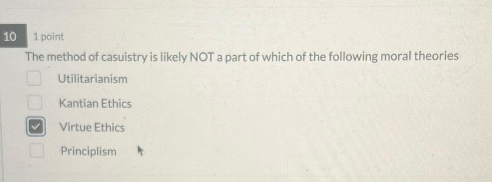 Solved 1 ﻿pointThe method of casuistry is likely NOT a part | Chegg.com