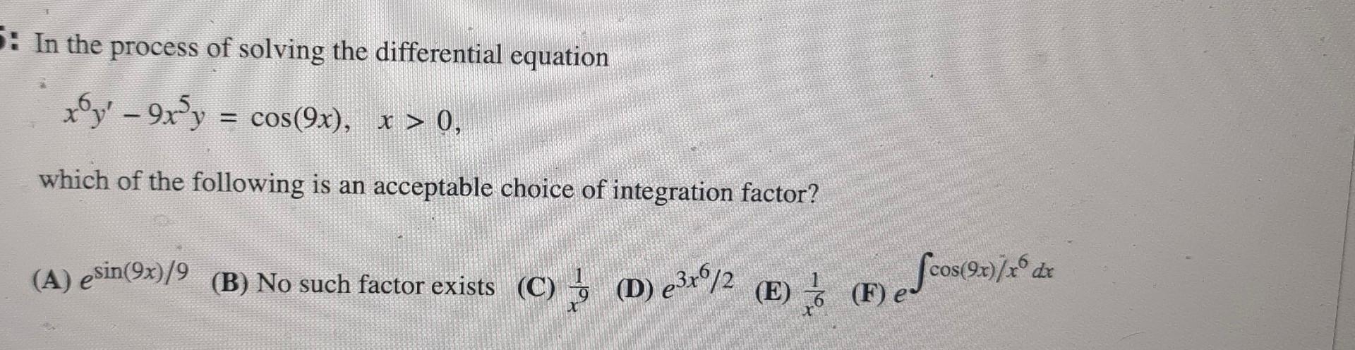 Solved In the process of solving the differential equation | Chegg.com