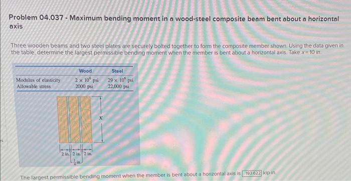Solved Problem 04.037 - Maximum bending moment in a | Chegg.com