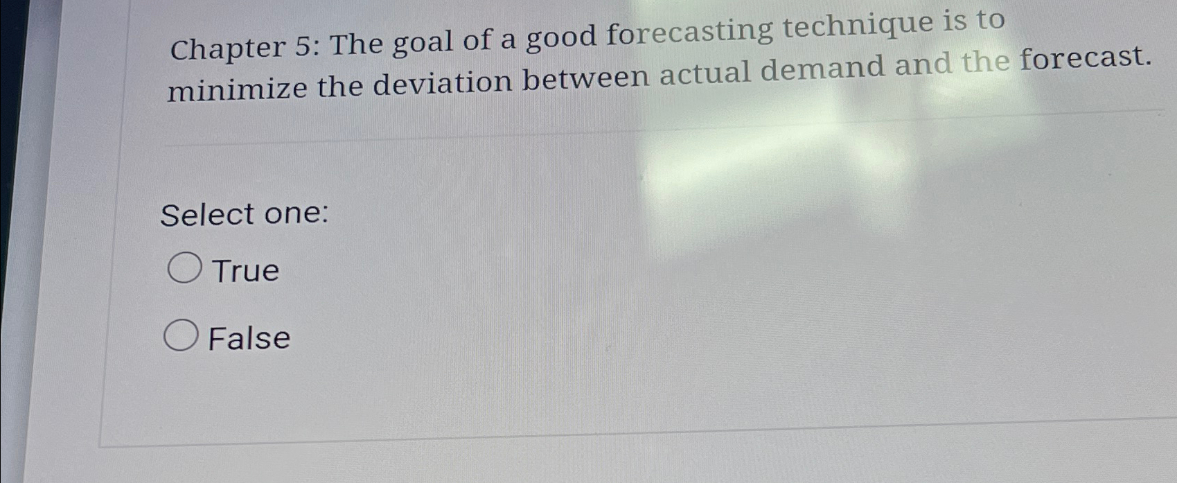 Solved Chapter 5: The goal of a good forecasting technique | Chegg.com