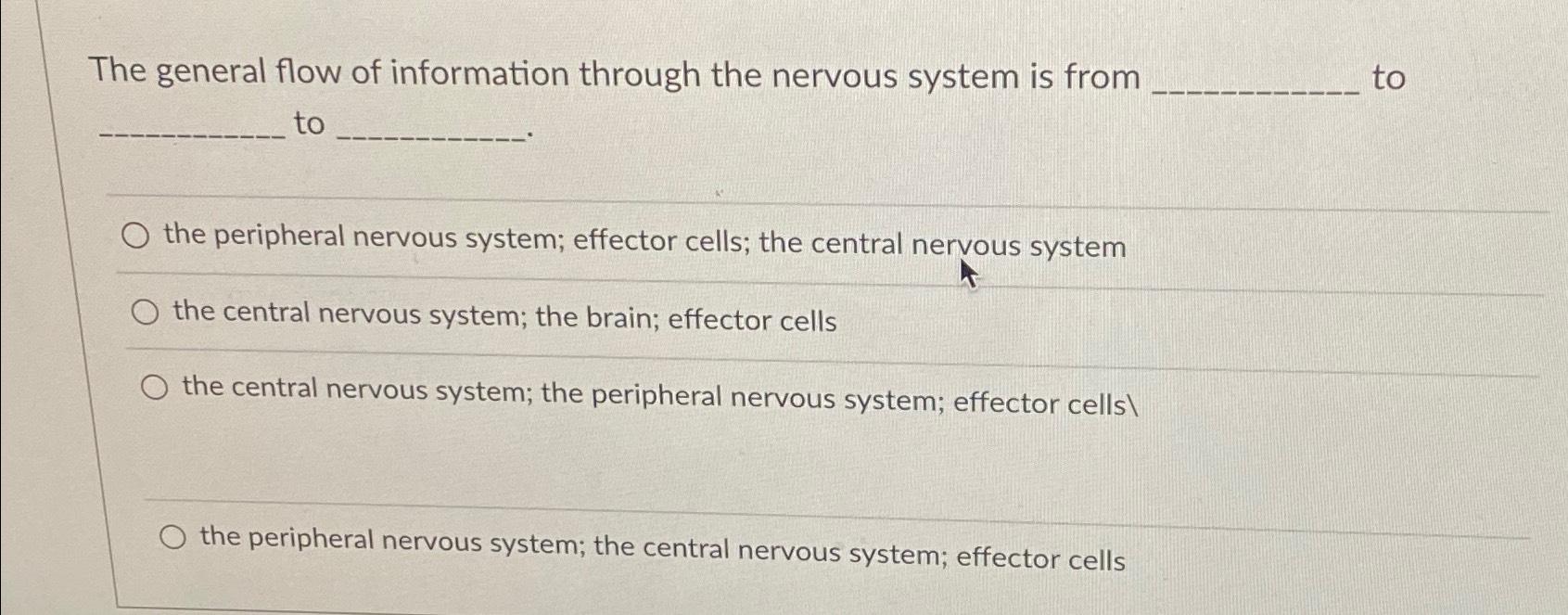 Solved The general flow of information through the nervous | Chegg.com