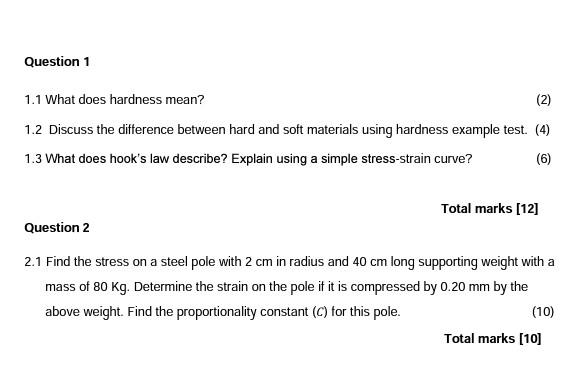 Solved 1.1 What does hardness mean? 1.2 Discuss the | Chegg.com