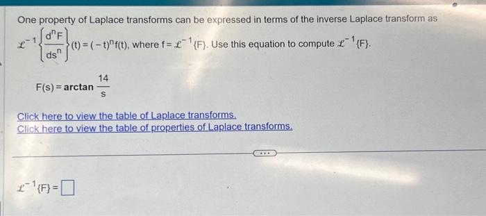 Solved One property of Laplace transforms can be expressed | Chegg.com