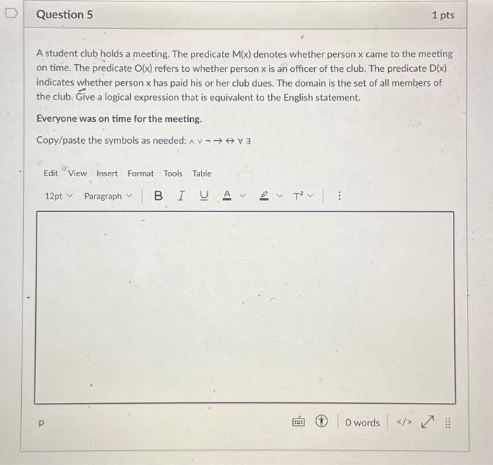 Solved In the following question, the domain of discourse is | Chegg.com