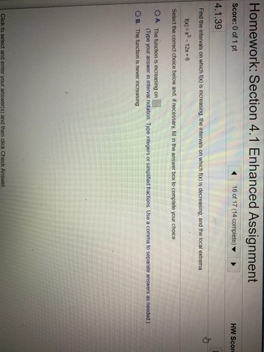 Solved Homework Section 4 1 Enhanced Assignment Score 0 Of