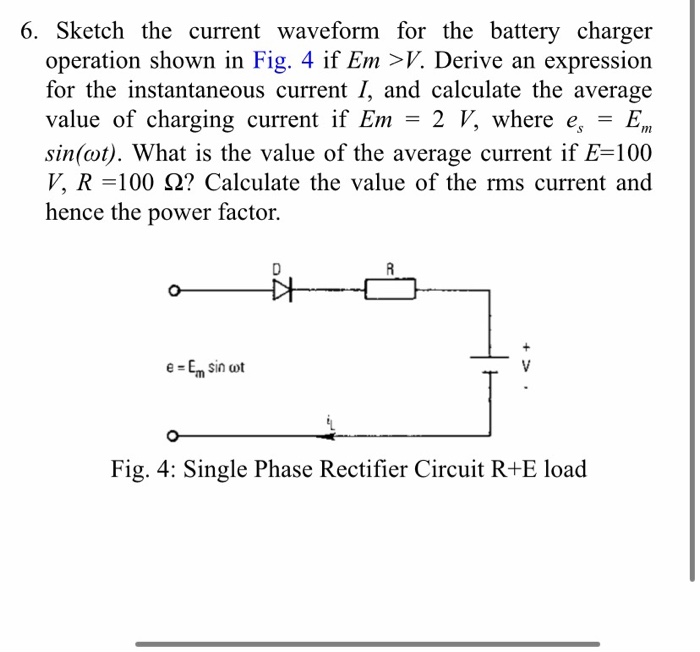 Solved 6. Sketch the current waveform for the battery | Chegg.com