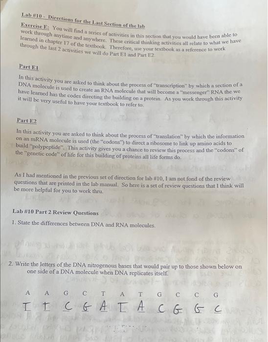 Solved Lab #10 - Directions for the last Section of the lab | Chegg.com