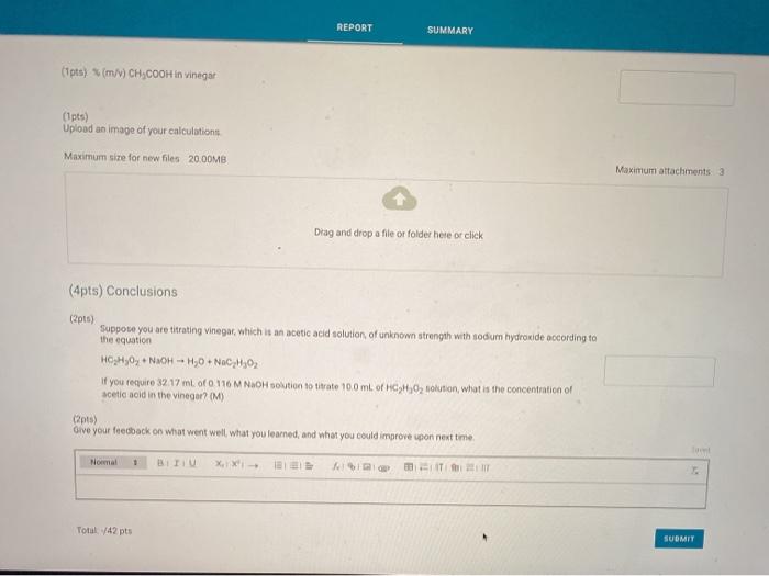 Solved REPORT SUMMARY Data And Report Submission - Acids, | Chegg.com