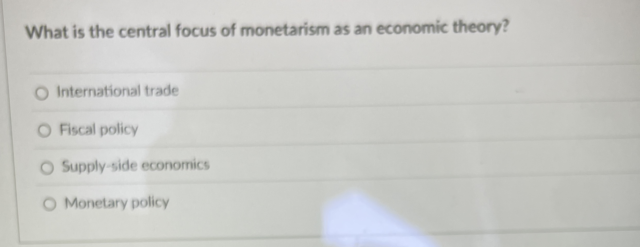 Solved What is the central focus of monetarism as an | Chegg.com
