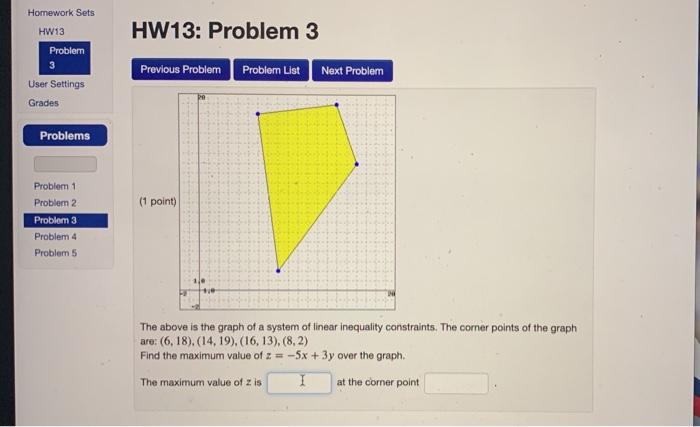 Solved Homework Sets HW13 HW13: Problem 3 Problem Previous | Chegg.com Solved Homework Sets HW13 HW13: Problem 3 Problem Previous | Chegg.com