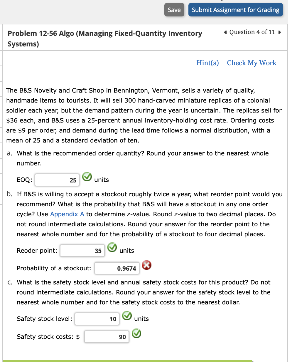 Solved Problem 12-56 ﻿Algo (Managing Fixed-Quantity | Chegg.com