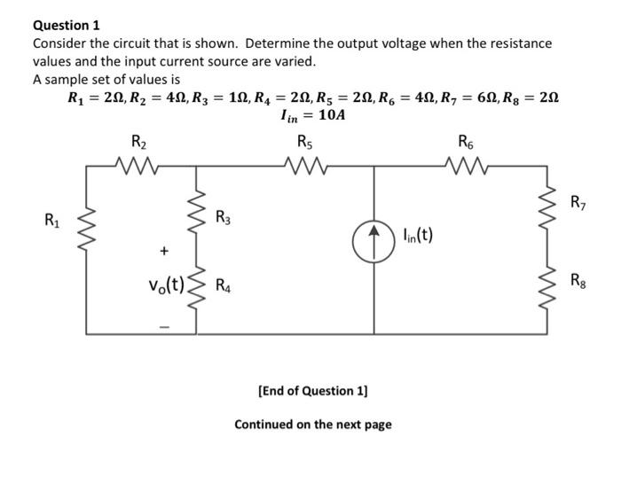 Solved Question 1 Consider the circuit that is shown. | Chegg.com