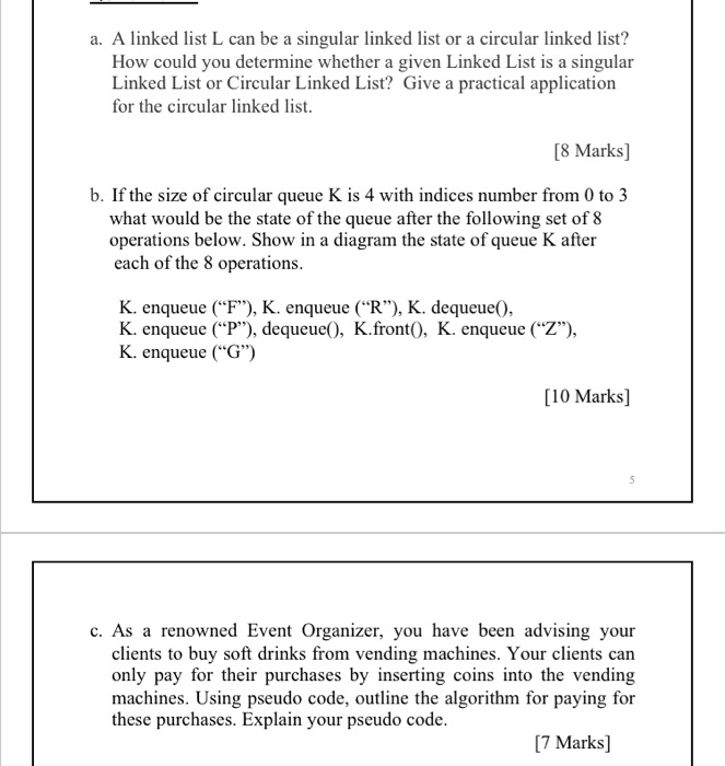 Solved a. A linked list L can be a singular linked list or a | Chegg.com