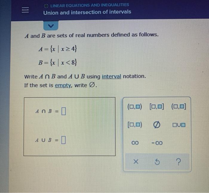 Solved O LINEAR EQUATIONS AND INEQUALITIES Union and | Chegg.com