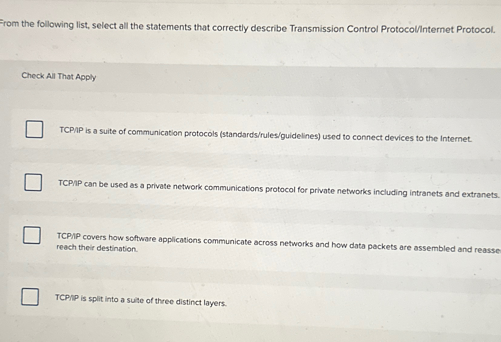 Solved From the following list, select all the statements | Chegg.com