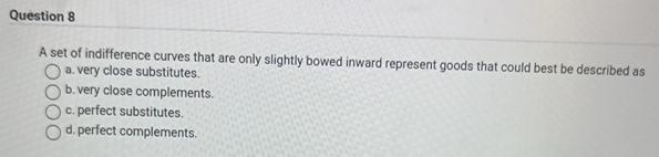 Solved Question 8A set of indifference curves that are only | Chegg.com