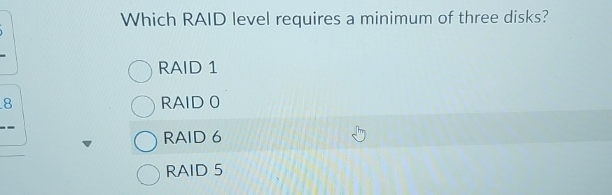 Solved Which RAID level requires a minimum of three | Chegg.com