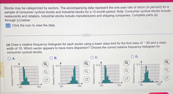 Solved Stocks may be categorized by sectors. The | Chegg.com