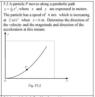Solved 5.2 A particle P moves along a parabolic path | Chegg.com