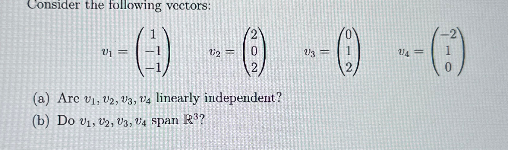 Solved Consider the following | Chegg.com