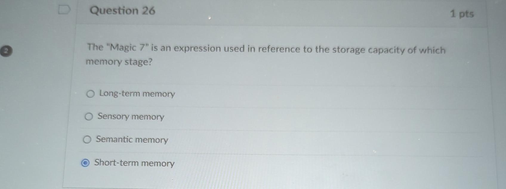 Solved Question 261 ﻿ptsThe "Magic 7" ﻿is an expression used | Chegg.com