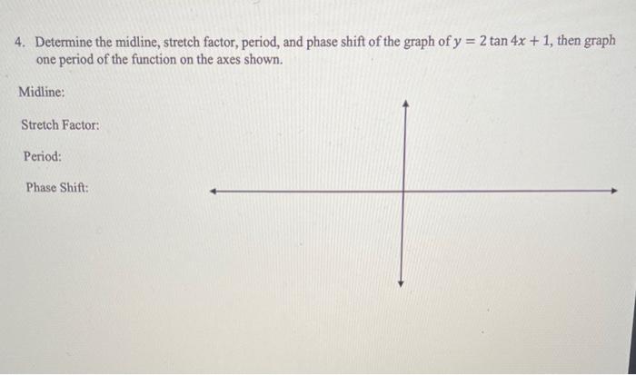 Solved 4. Determine the midline, stretch factor, period, and | Chegg.com