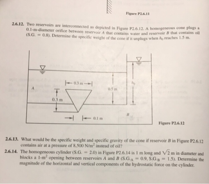 Solved Figure P2.6.11 2.6.12. Two reservoirs are | Chegg.com
