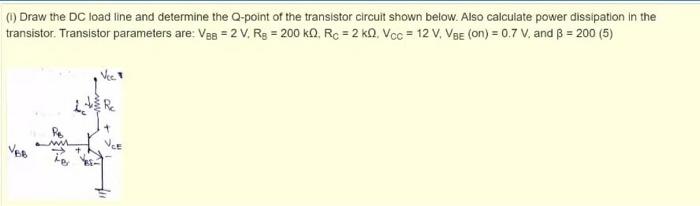 Solved (1) Draw the DC load line and determine the Q-point | Chegg.com