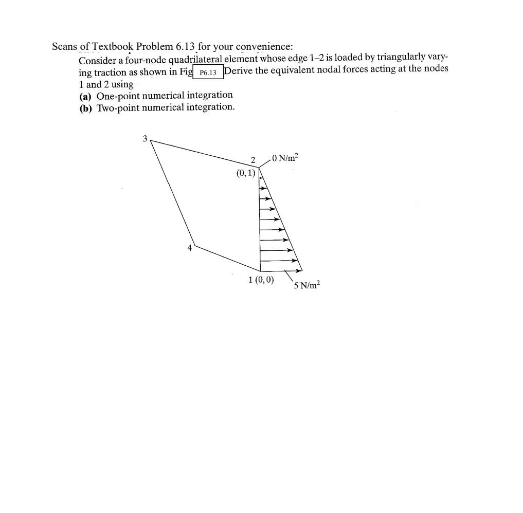 Solved Element Load Vectors 2. Complete problem 6.13 from | Chegg.com