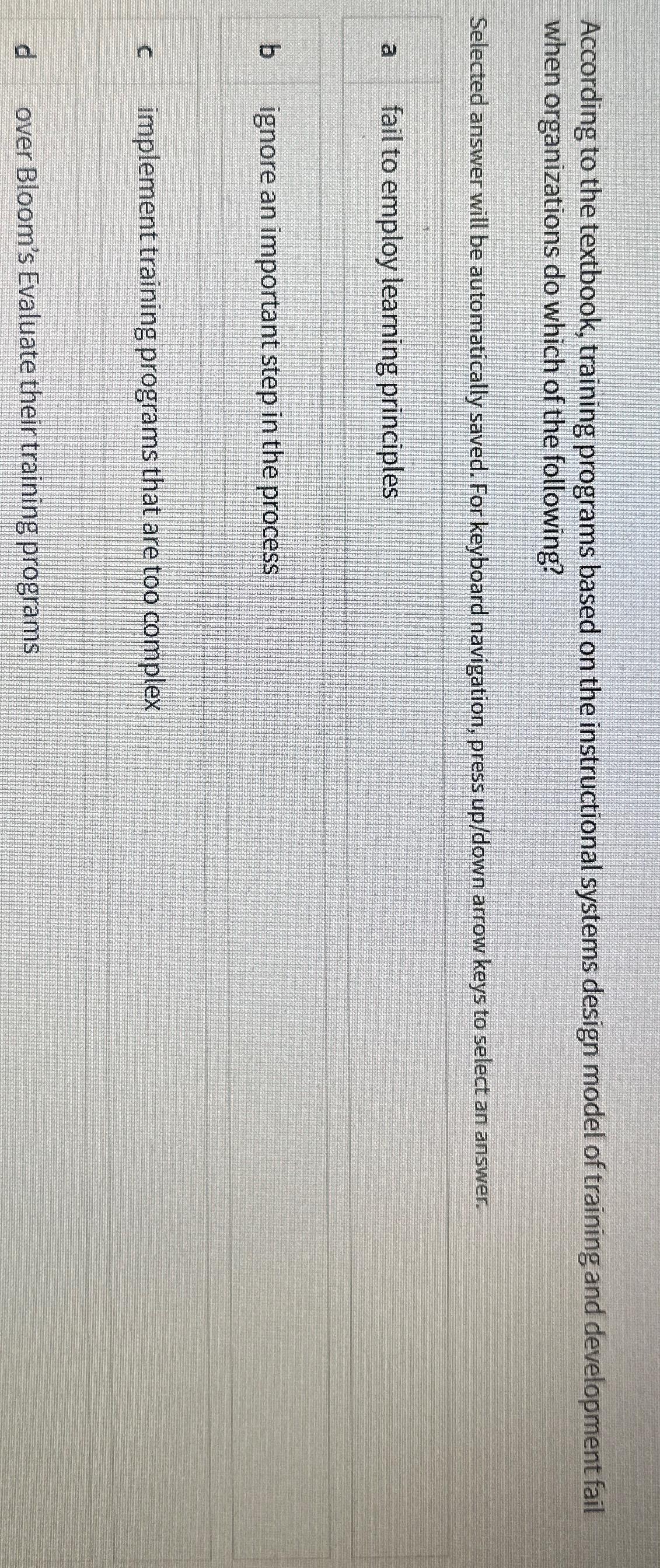 Solved According to the textbook, training programs based on | Chegg.com