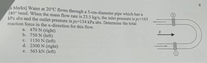 Solved \\( 6 \\mathrm{Marks} \\) ] Water at \\( 20^{\\circ} | Chegg.com