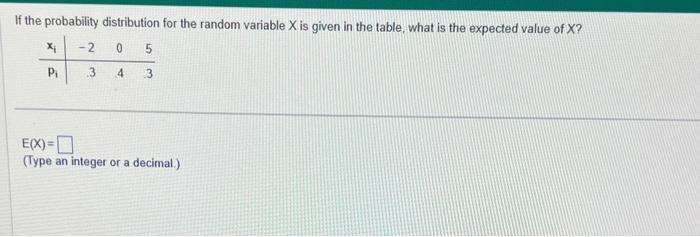 Solved If the probability distribution for the random | Chegg.com