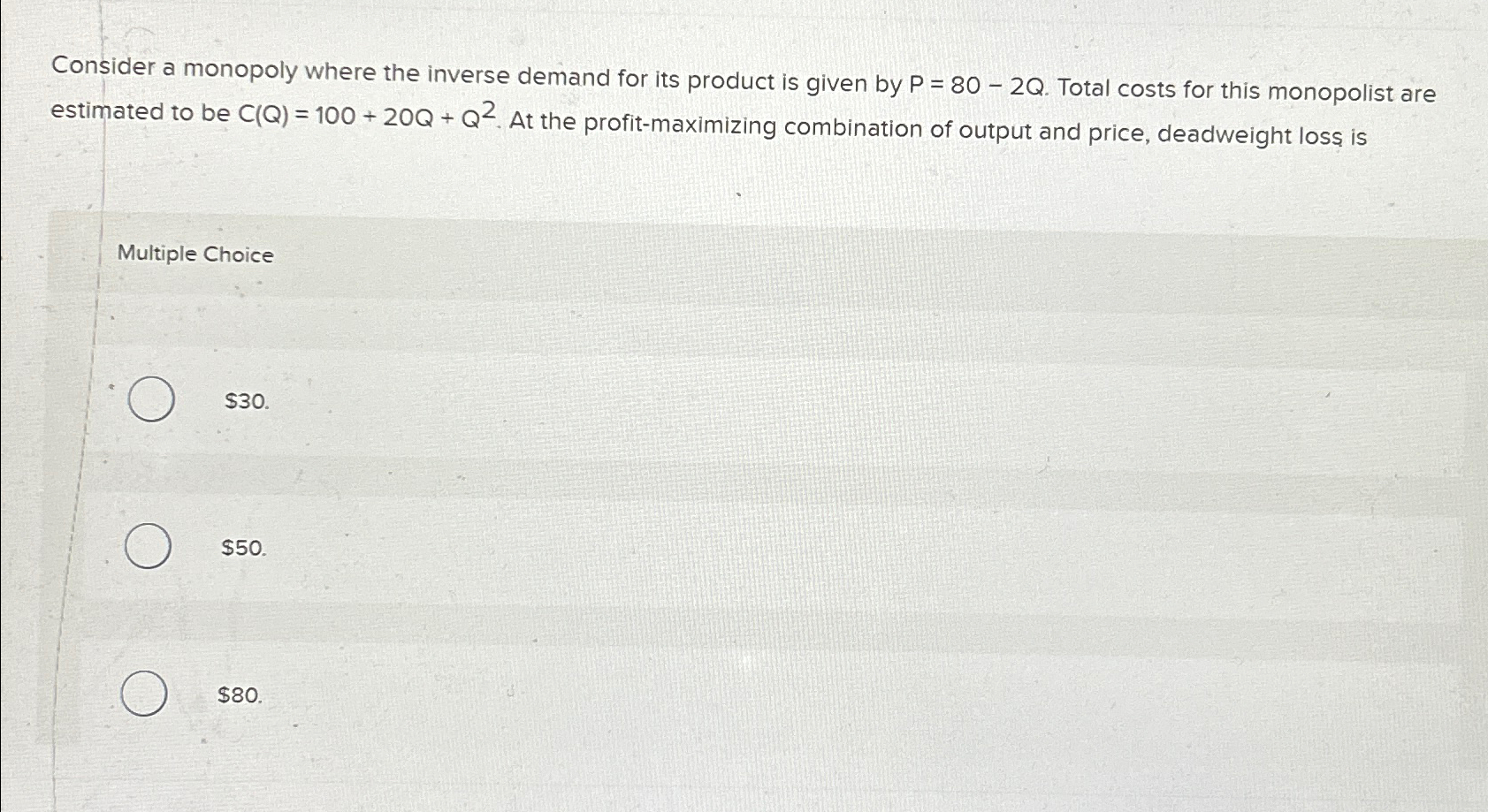Solved Consider a monopoly where the inverse demand for its | Chegg.com