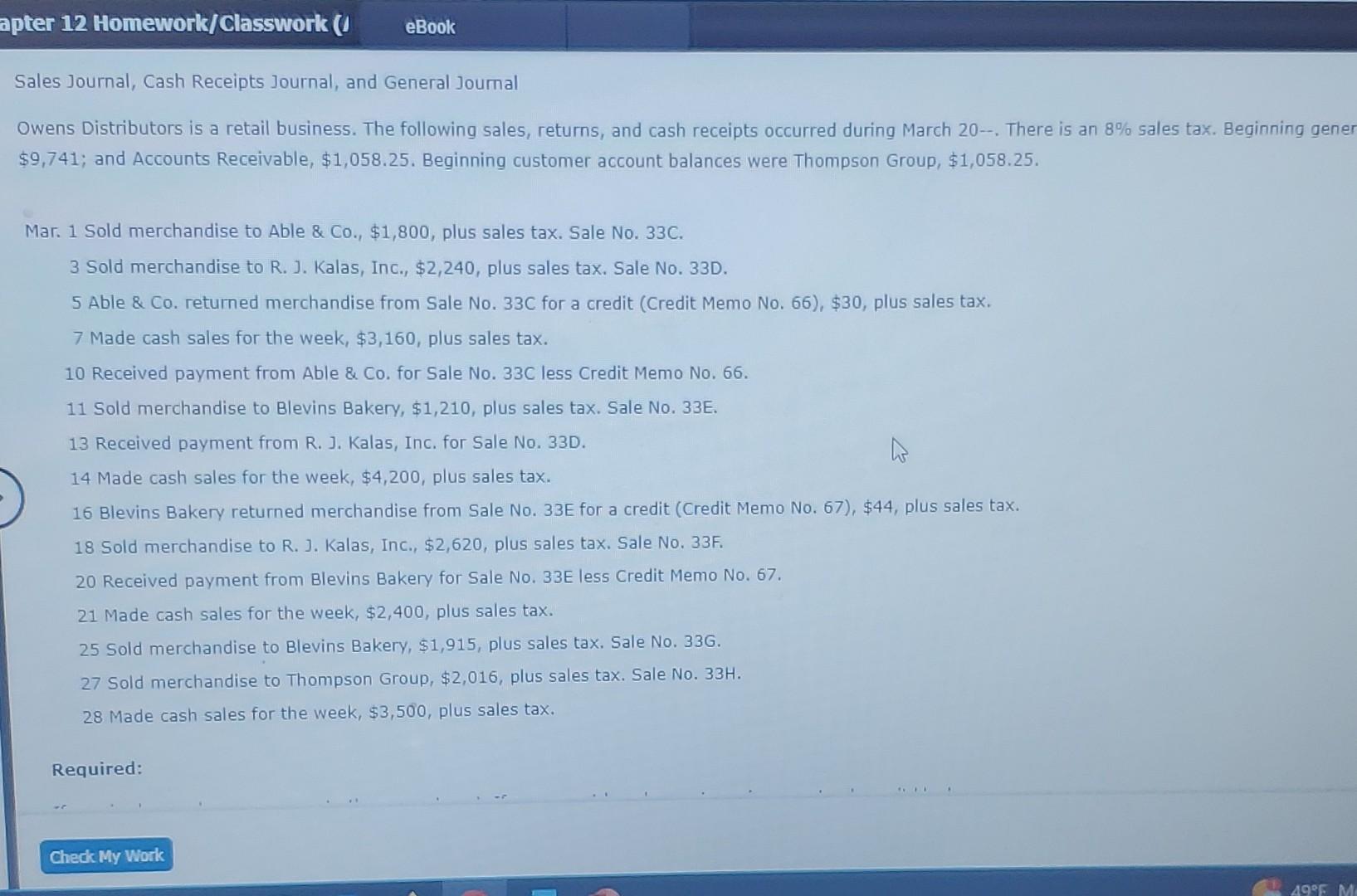 Solved Sales Journal, Cash Receipts Journal, and General | Chegg.com