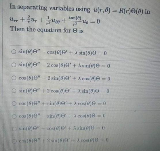 Solved In separating variables using u(t,0) = R(T)(0) in | Chegg.com
