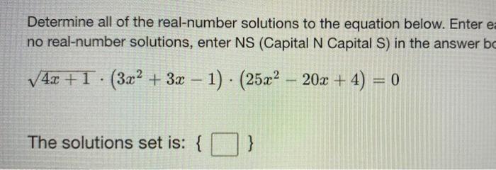 Solved Determine all of the real-number solutions to the | Chegg.com