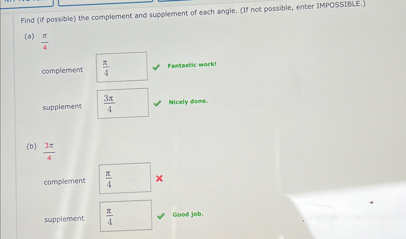Solved Find (if possible) ﻿the complement and supplement of | Chegg.com