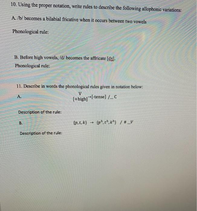 10. Using the proper notation, write rules to | Chegg.com