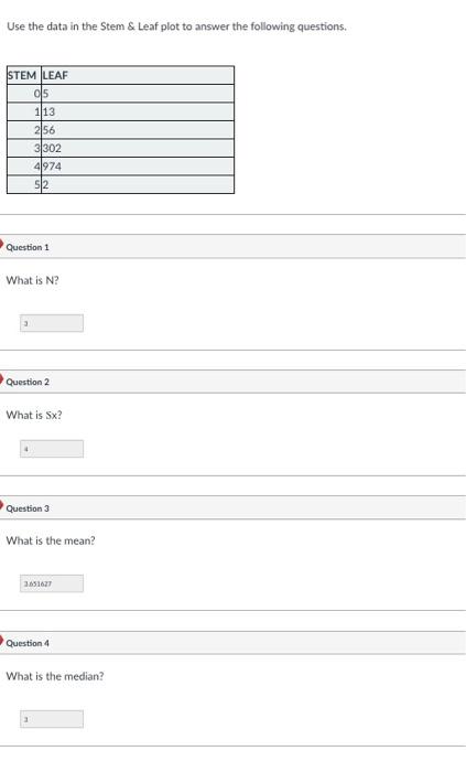Solved You should be tamellar with stem and leaf plots | Chegg.com