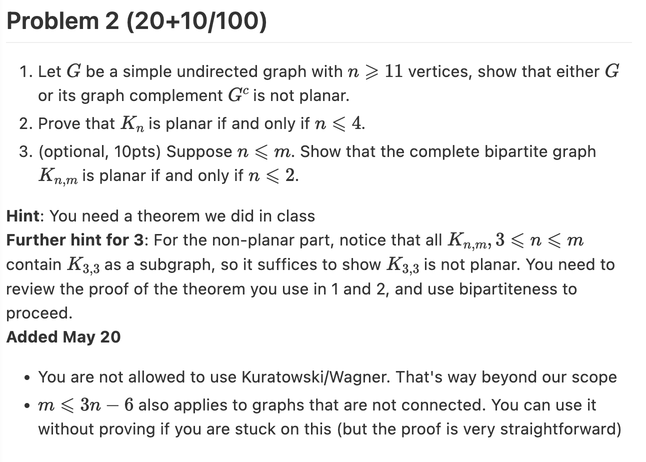 Solved Problem 2(20+10100)Let G ﻿be a simple undirected | Chegg.com