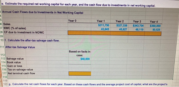 . Estimate the required net working capital for each | Chegg.com