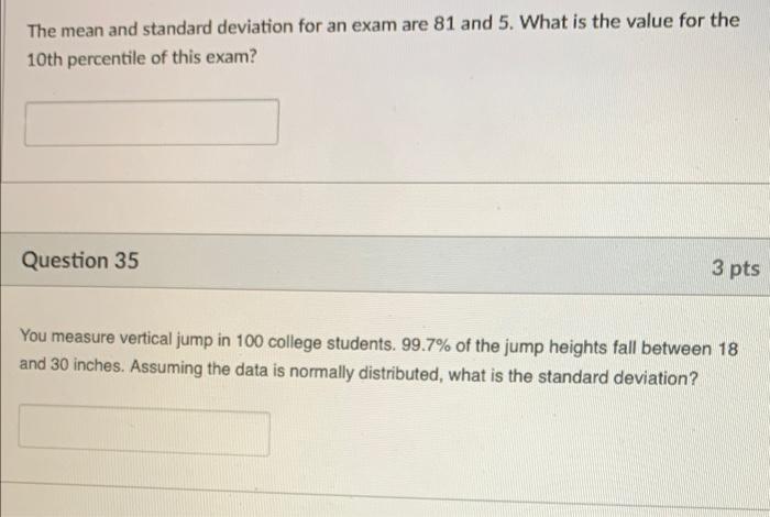 Solved The mean and standard deviation for an exam are 81 | Chegg.com