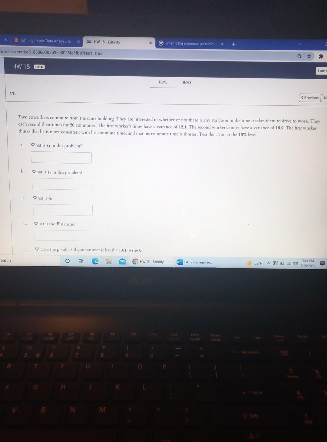 Solved B Edfinity - Stats Data Analysis fc: 00 HW 15 - | Chegg.com