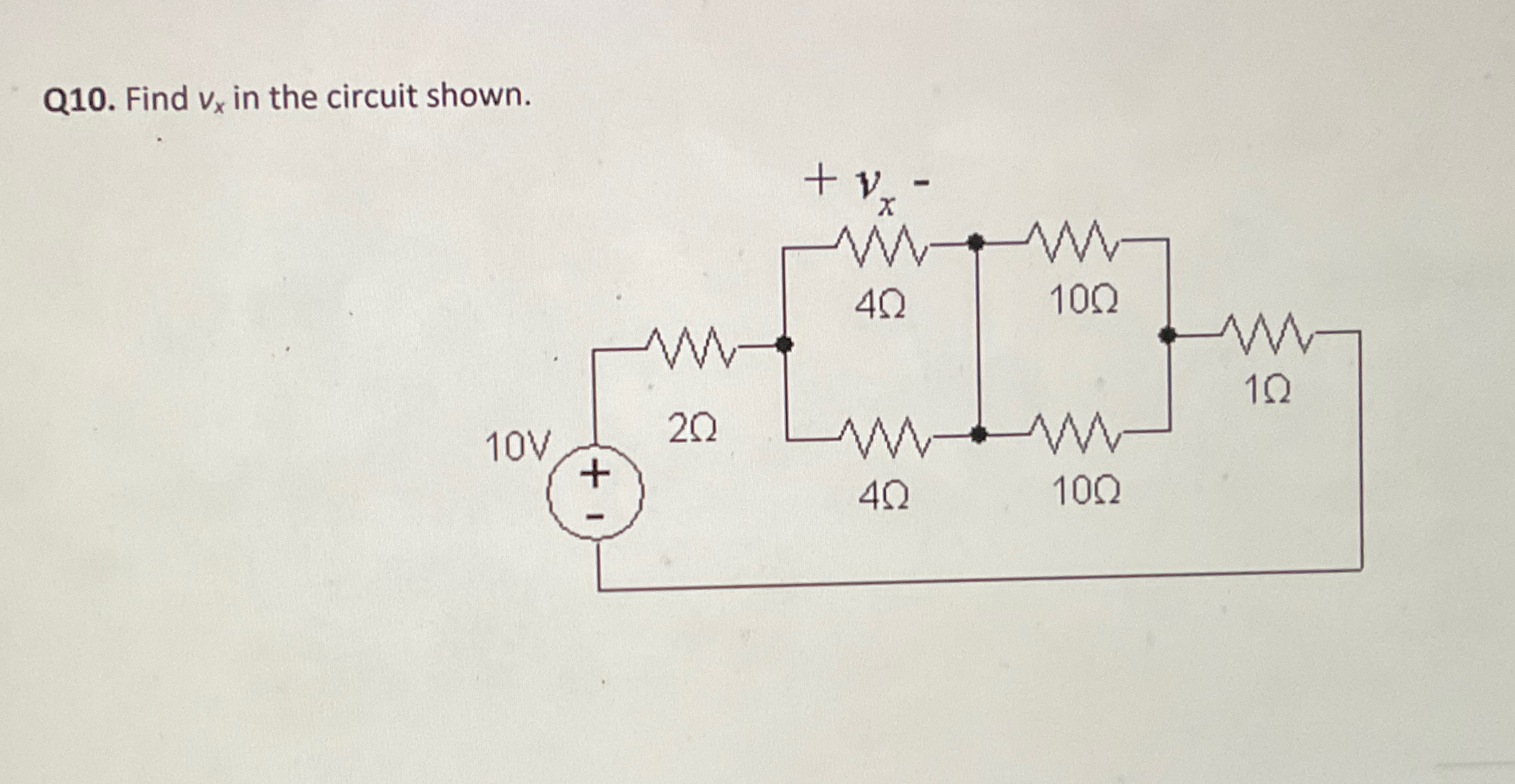 Solved Q10. ﻿Find vx ﻿in the circuit shown. | Chegg.com