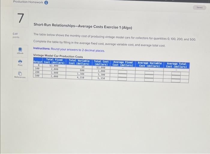 Solved Short-Run Relationships-Average Costs Exercise 1 | Chegg.com