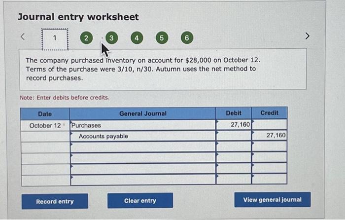 Solved Journal entry worksheet On October 31 , Autumn paid | Chegg.com